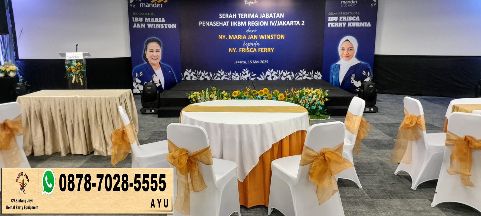 Sewa backdrop panggung kursi cover di Sunter Jakarta