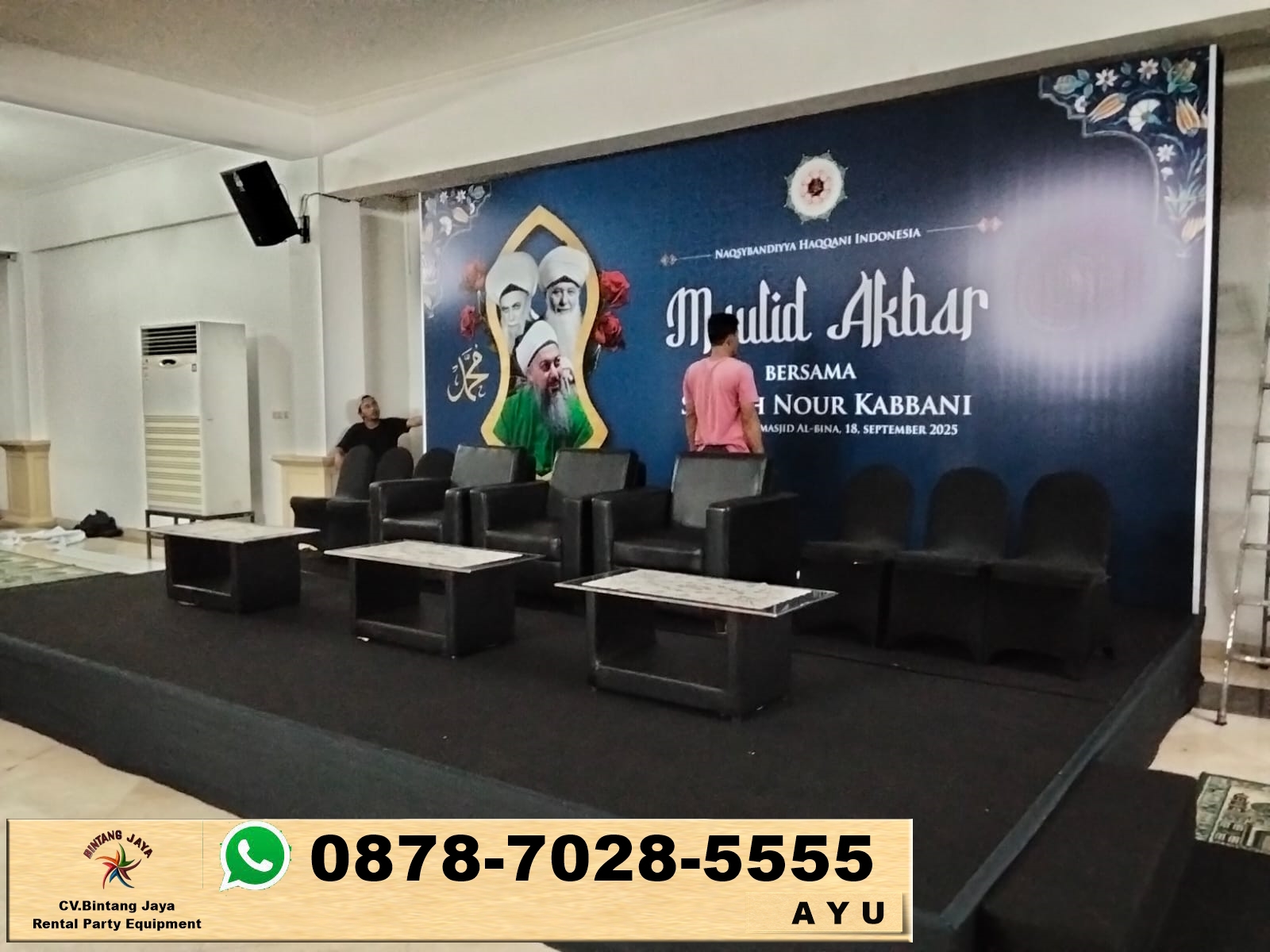 Pusat rental meja VIP kaca frame stainless Jakarta